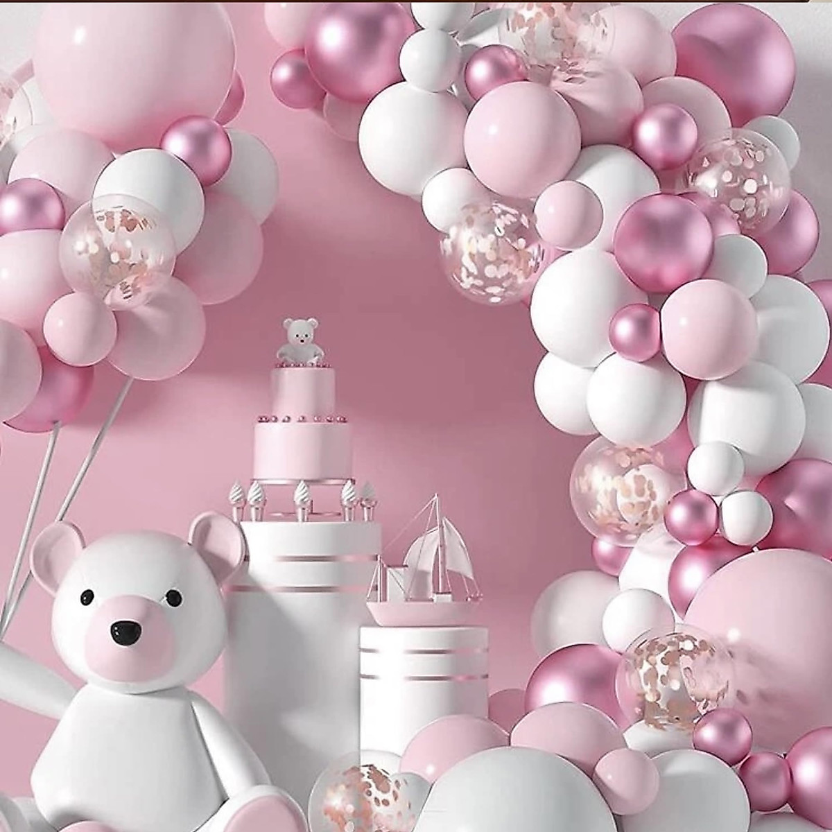 Dazzle Bright 100 PCS White Balloons Latex Balloons Different Party Balloon Kit for Balloon Garland Arch Birthday Party Graduation Baby Shower Wedding Holiday Decoration (18-12-10-5 Inch)