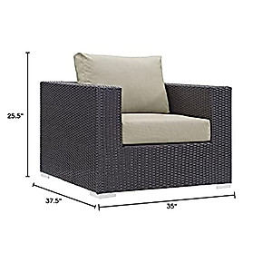 Modway Convene Wicker Rattan Outdoor Patio Armchair in Espresso Beige