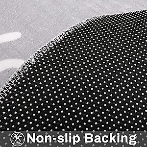 LIVEBOX Round ABC Kids Rug for Boy and Girl,Circle Washable Area Rug Non-Slip Crawling Play Mat for Playroom,Alphabet Nursery Area Rug Circular Learning Carpet for Bedroom (47",Grey)