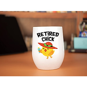 JENVIO Retirement Gifts for Women | 12 Ounce Wine/Coffee Stainless Steel Travel Tumbler/Mug w Sliding Lid Straw and Gift Box | Funny Teacher Coworker Farewell Themed Glass Valentine's Day