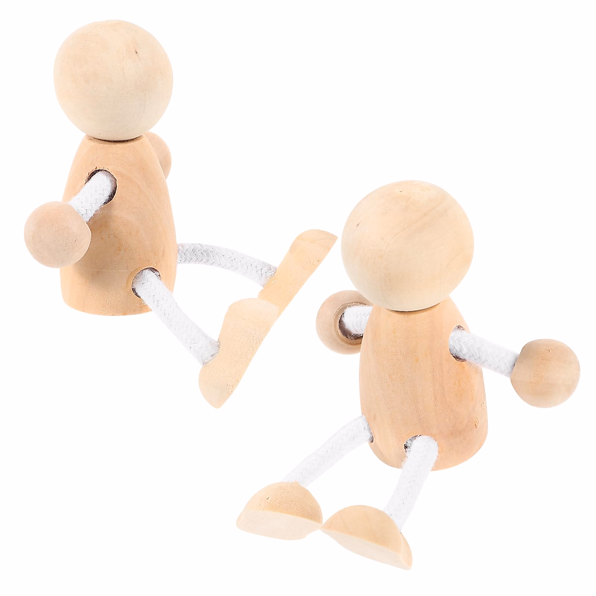 2 Pcs Unfinished Wood Peg Dolls Mini People Doll Robot Wooden Figures Decorative Peg Dolls Toy for Painting DIY Craft Art Projects