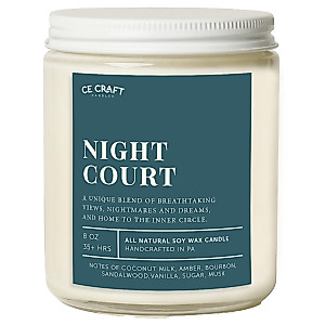 CE Craft Night Court Scented Candle - Gift for Her, Library Book Candle, Book Lover Gift, Acotar, A Court of Thorns and Roses, Manly Book Candle, Book Location Gift