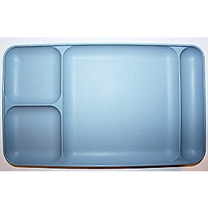 Tupperware Vintage Country Blue Divided Cafeteria Style Dining Tray