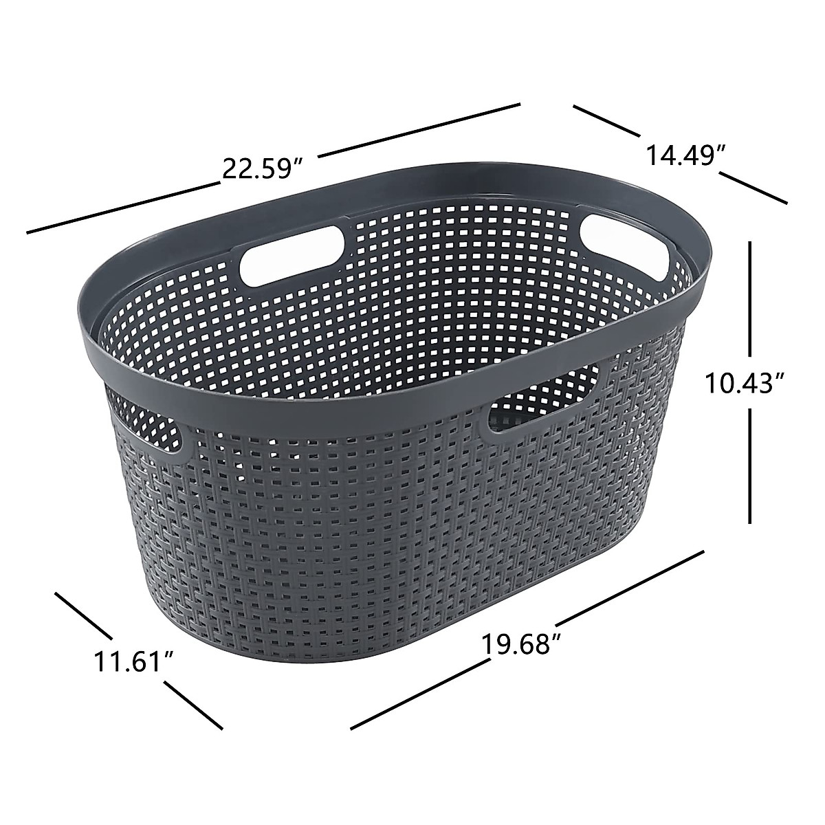 Kekow 4-Pack Plastic Laundry Hamper, Gray Clothes Basket/Large Storage Basket, 40L