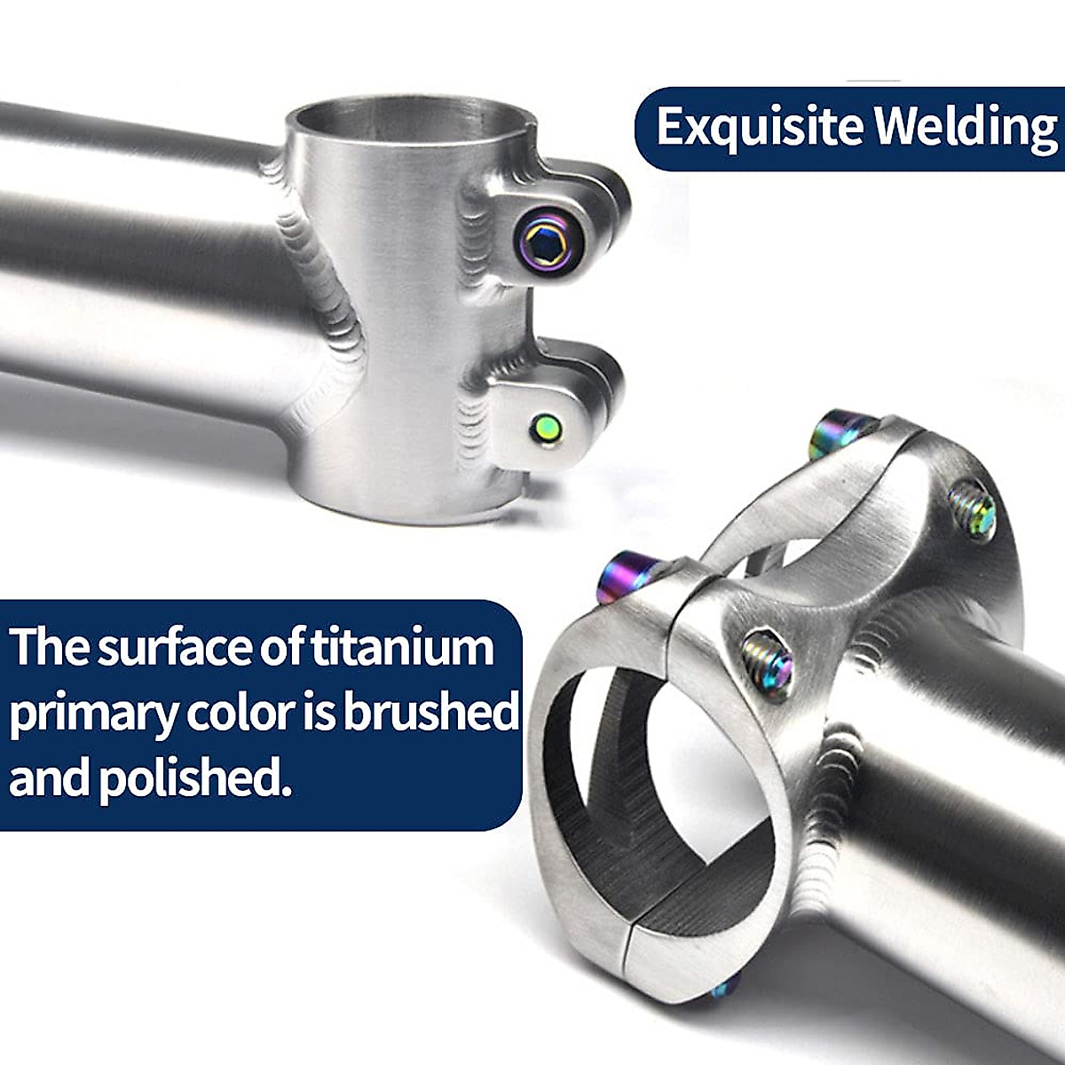 Chestnut-YX Titanium Bicycle Stem Bike Stem 25.4mm/31.8mm 5 Degree Bike Handlebar Stem for Mountain Bike Road Bike BMX MTB,Stem X Length 50/60/70/80/90/100/110/120mm (31.8mm, 60mm)