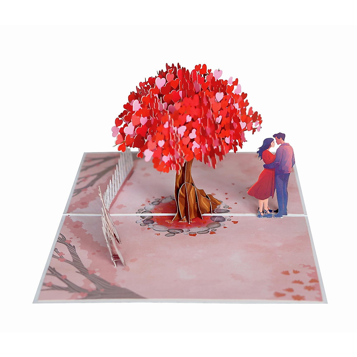 PQ Bees Pop Up Valentines Day Card | 3D Anniversary Wedding Thank You Birthday Card for Significant Other (Size 6 x 8 In - Romantic Couple Love Tree).