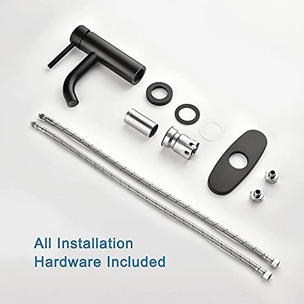 Black Bathroom Faucet with Optional Deck Plate 4 Inch Centerset Easy DIY Bathroom Sink Faucet Offers A Cleaner Look to Bathroom, RV, Farmhouse