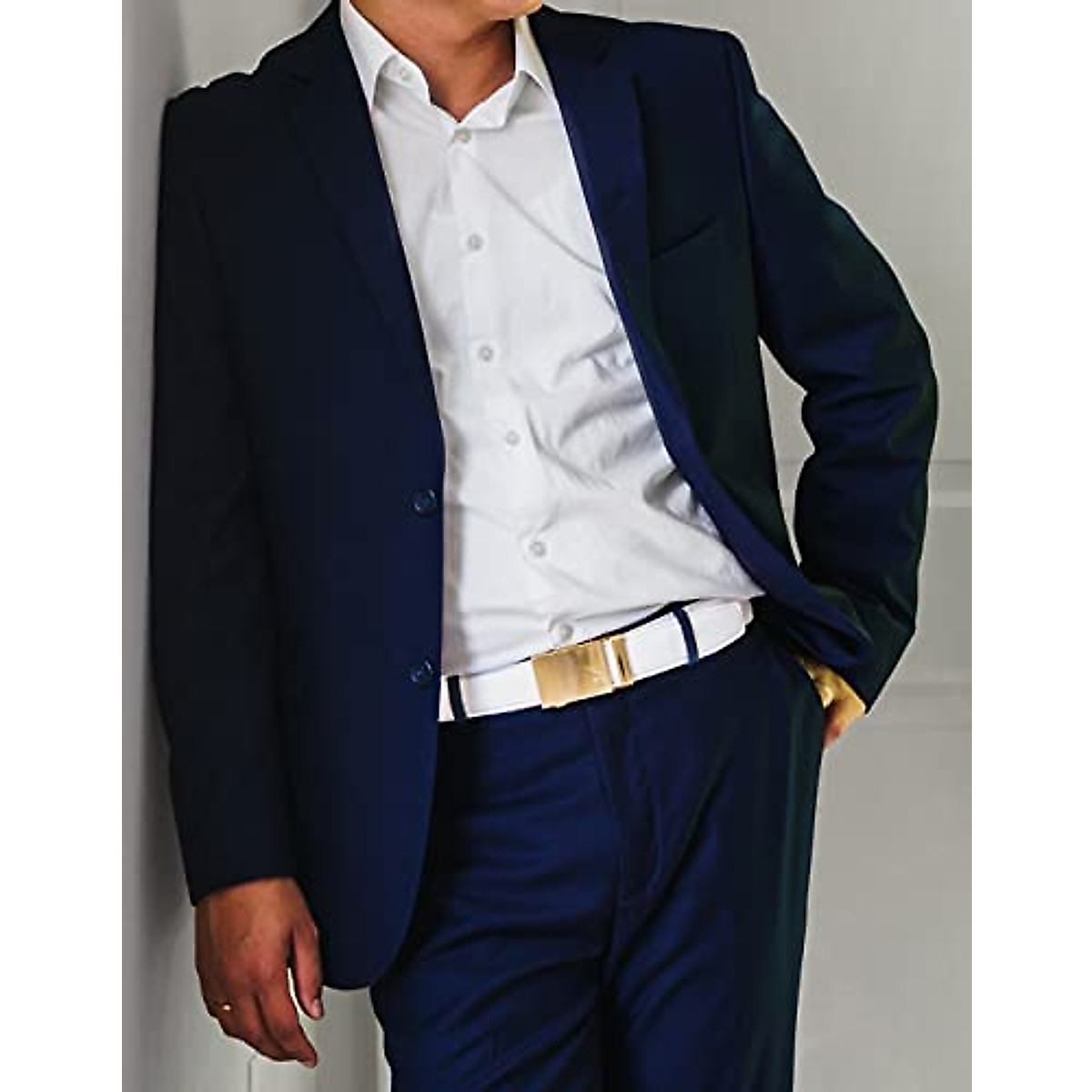 Tonywell White Belt Men, Ratchet Belt Leather Genuine 1.5 Inch Wide for Dress Pants & Jeans