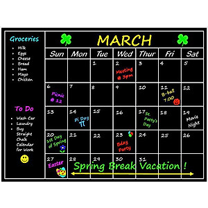 Large Chalkboard Calendar 2019 | 24" x 18" Wall Decal Sticker Monthly Planner Blackboard Organizer for Home, Kitchen, Office, Refrigerator Wall Decor