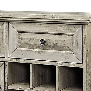 Home Source Small Bar Cabinet in Grey Wash with Glass Door