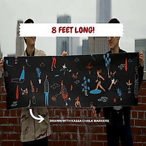 Kassa X-Large Chalkboard Wallpaper - Clear | 1.4ft x 8ft Adhesive Paper Roll | Includes 3 Markers & Eraser Cloth | Peel & Stick on a Wall, Table & Desk | Ideal for Use at Home, School, Office & More