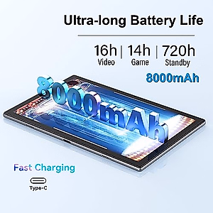 Android Tablet, 10.1 Inch Android 12 Tablet, 6GB RAM 64GB ROM, 1TB Expand, Android Tablet with 8000mAh Battery, Dual Camera, 5G WiFi, Bluetooth, FHD IPS Touch Screen, GPS, Google GMS Certified