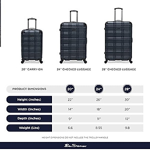 Ben Sherman Nottingham Lightweight Hardside 4-Wheel Spinner Travel Luggage, Naval, 28-Inch Checked