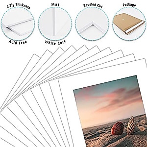 Golden State Art, White Pre-Cut 11x14 Picture Mat for 8.5x11 Photo, with Acid Free White Core High Premier Bevel Cut Mattes (10-Pack)