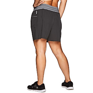 RBX Active Women's Plus Size Relaxed Fit Adjustable Waist Stretch Woven Athletic Charcoal