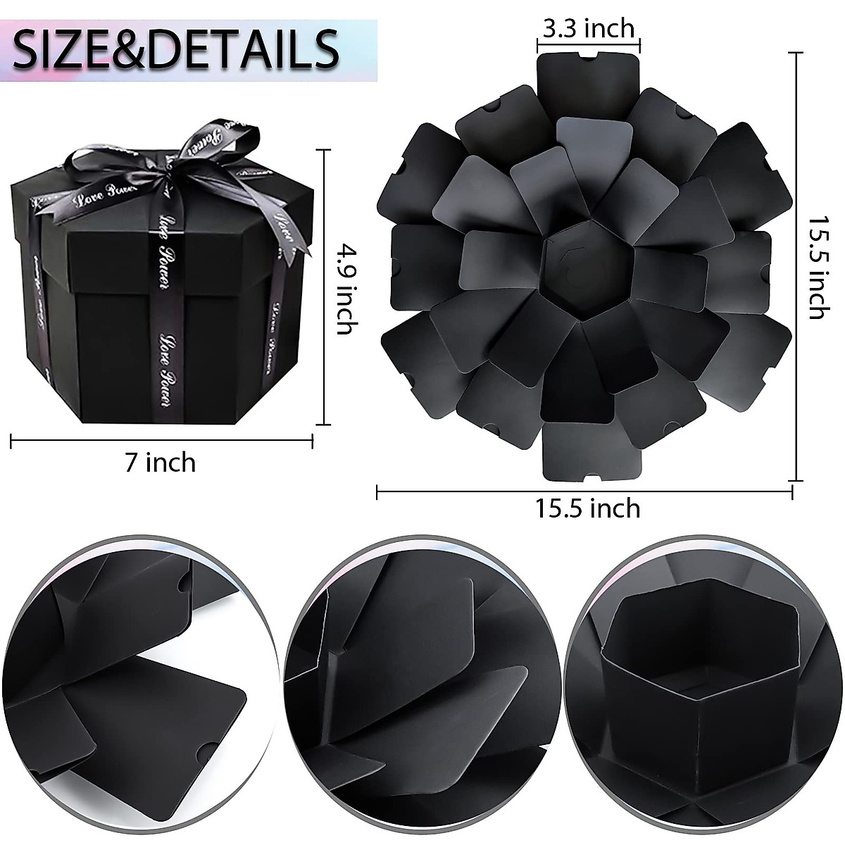 Vienrose Explosion Gift Box Set Surprise Gift Photo Box Creative DIY Scrapbooking Picture Album Accessories Couple Gifts for Birthday Proposals Valentine's Day