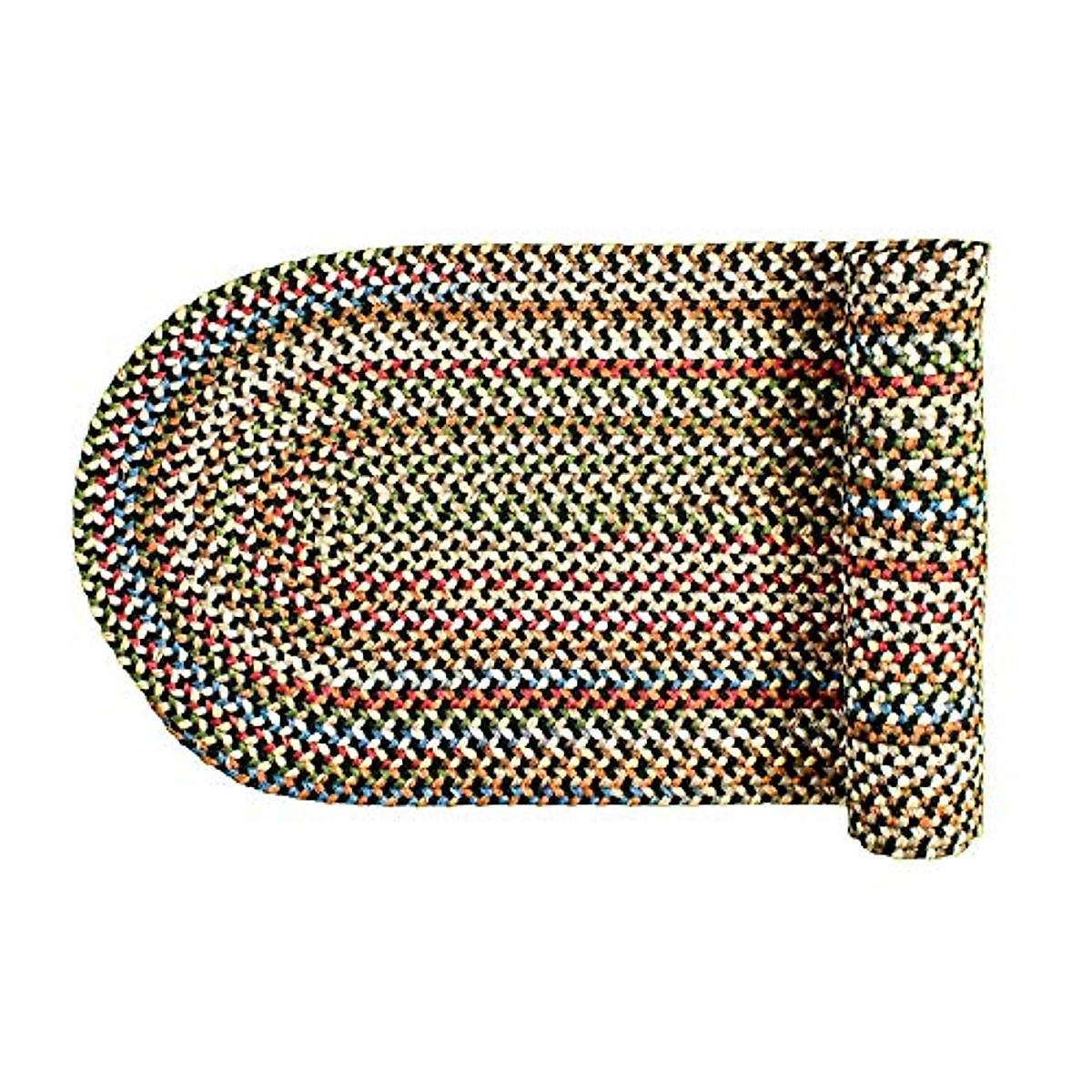 Super Area Rugs Roxbury American Made Braided Rug for Indoor Outdoor Spaces, Spruce Green/Natural Multi, 2' X 4' Oval Runner