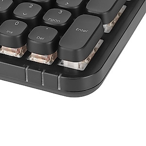 TOPINCN Typewriter Keyboard, 1500mAh Battery Dual Connection Modes Red Switch Retro Bluetooth Mechanical Keyboard with Keypad for Gaming (Black)