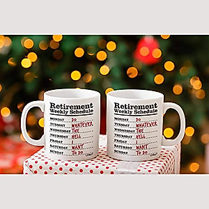 Funny Retirement Gifts for Women Men Dad Mom. Retirement Coffee Mug Gift. Retired Schedule Calendar Mugs for Coworkers Office & Family. Unique Novelty Ideas for Her Nurses Navy Air Force Military Gag