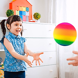 MIC MICSOA Playground Balls Kickballs 8.5 Inch, Rainbow Playground Ball Set for Kids and Adults, Dodgeball Kick Balls Handball for Indoor & Outdoor Schoolyard Games with Hand Pump(4 Pack)