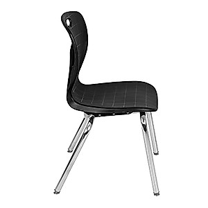 Romig Kee 48 in. Round Adjustable Classroom Table- Mahogany & 4 Andy 18 in. Stack Chairs- Black & Grey Base