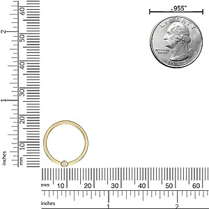 Lavari Jewelers 14 Gauge Fixed Captive Bead Hoop Nose Ring for Women - 14k Yellow Gold Swarovski Crystal Body Piercing - 5/8 Inches Eyebrow Nipple Cartilage Tragus Piercing - 14G Unisex Body Piercing