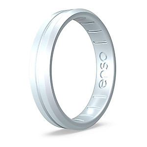 Enso Rings Thin Contour Silicone Ring – Stackable Multi Color Unisex Wedding Engagement Band – Thin Minimalist Band – 4.70mm, 1.83mm Thick (Diamond, 6)