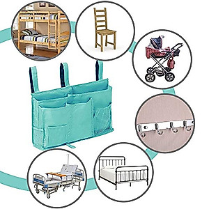 DIFFLIFE Bedside Storage Organizer, 8 Pockets Hanging Storage Bag Organizer Holder,2019 Bedside Caddy for Bunk Dorm Rooms & Hospital Bed Rails（Green） (YUNDA118)
