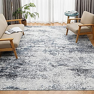 Area Rug Living Room Rugs: 5x7 Indoor Abstract Soft Fluffy Pile Large Carpet with Low Shaggy for Bedroom Dining Room Home Office Decor Under Kitchen Table Washable - Gray/Blue