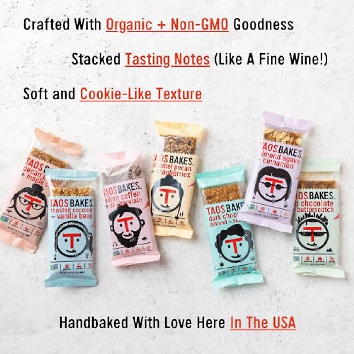 Taos Bakes Snack Bars - Crowd + Pleaser All-In-One Variety Pack - Gluten Free, Non-GMO, Healthy Granola Bars - Nutritious & Delicious Baked Bars - (12 Pack, 1.8oz Bars)