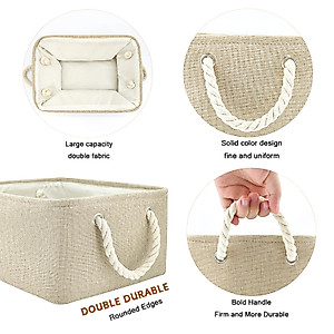 SAMORADREA 9 Pack Storage Basket Bins & Decorative Baskets Storage Box Cubes Containers Bulk W/Handles for Office, Home, Books, Clothes, Bedroom, Closet (Beige)