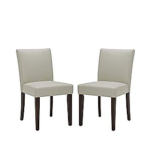 CHITA Upholstered Faux Leather Dining Chair, Modern Kitchen Side Chair (Set of 2, Creamy Gray)
