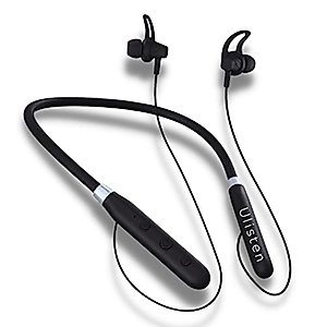 Turboo PRO KT-N33 U-Listen Wireless Bluetooth Neckband Headphones Super Bass Noise Cancelling Microphone Built in USB Type C Foldable Wireless Headphones New Ergonomic Design Trendy Comfy (Black)