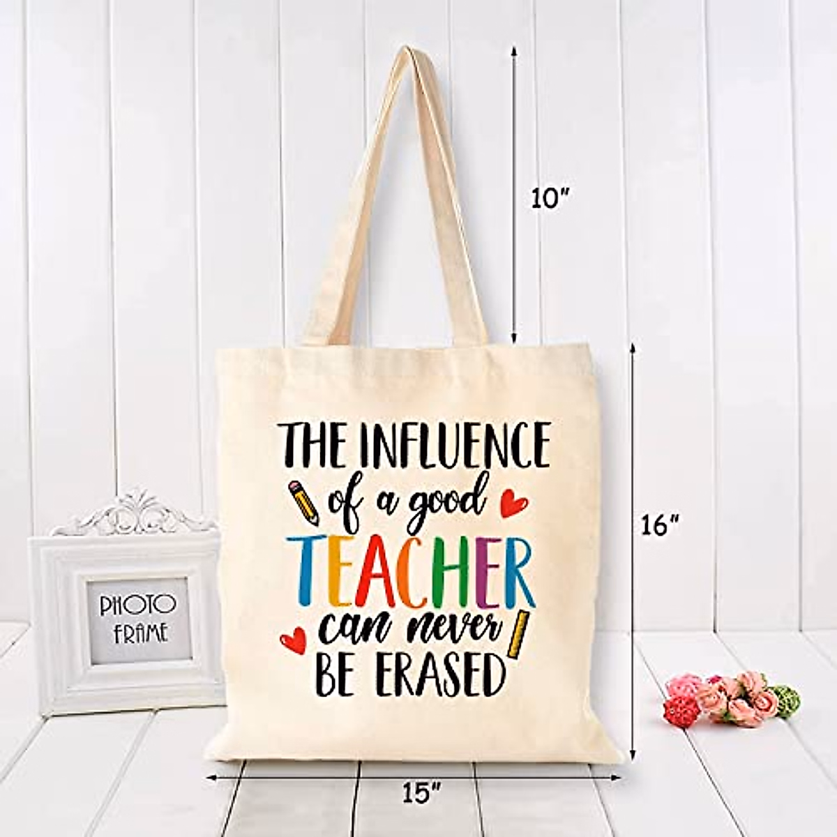 Vansolinne 3 Pack Teacher Tote Bags for Women 15''x16'' Multi-purpose Canvas Tote Bags with Inner Pocket - Back to School First Day of School End of Semester Retirement Teacher Appreciation Gift Ideas