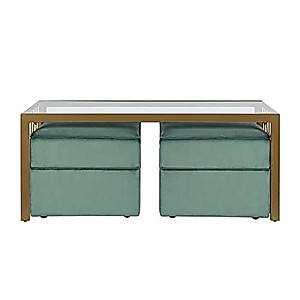 CosmoLiving by Cosmopolitan CosmoLiving Juliette Top, Soft Brass, Tempered Glass Coffee Table, 46.0 in x 24.0 in x 19.0 in