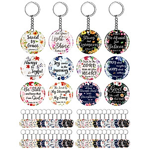 Janmercy 120 Pcs Acrylic Christian Keychain Floral Bible Verse Keychain Religious Scripture Gifts Jewelry Gifts for Women Men(Bright, Bright)