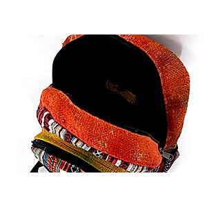 Himalaya Handmade Unique design Himalaya Hemp Backpack Small Backpack Hippie Backpack Festival Backpack Hiking & Tablet Backpack FAIR TRADE Handmade with Love, Rainbow, HBBH-0150