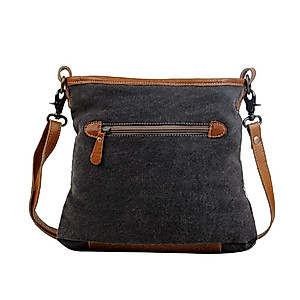 Myra Bag Tessellated Shoulder Bag Upcycled Cotton & Cowhide Leather S-2861