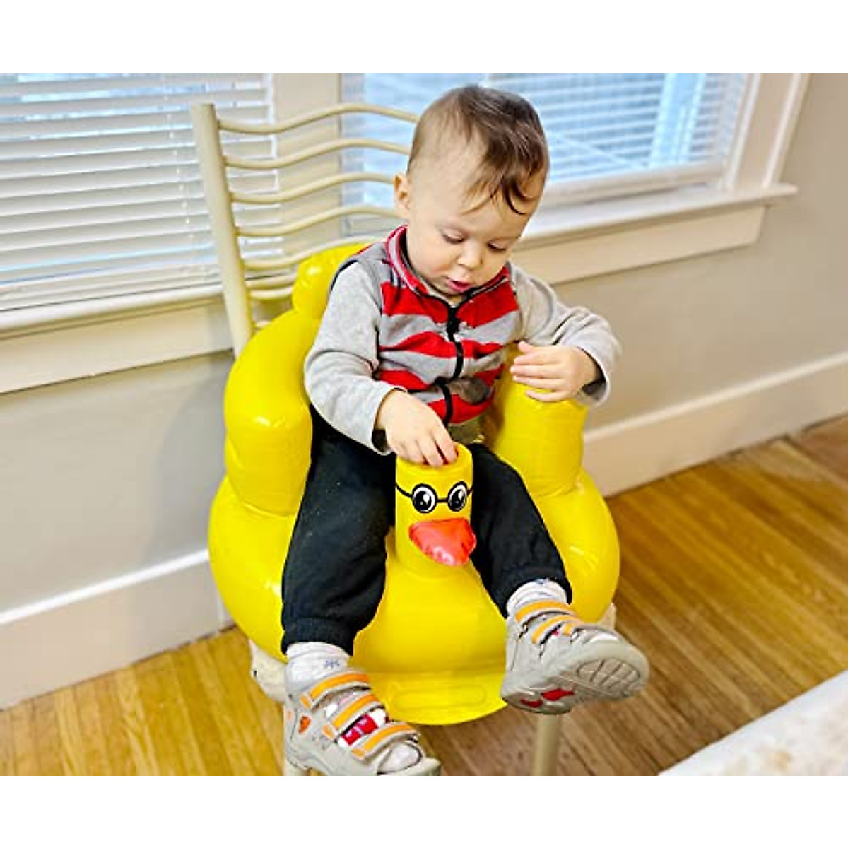 Baby Inflatable Seat for Babies 3-36 Months, Built in Air Pump Infant Back Support Sofa, Infant Support Seat Toddler Chair for Sitting Up, Baby Shower Chair Floor Seater Gifts (Yellow Duck)