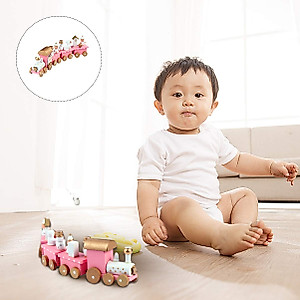 NUOBESTY Christmas Wooden Trains Christmas Decorations 4 Sections of Christmas Train Children's Holiday Birthday, Mini