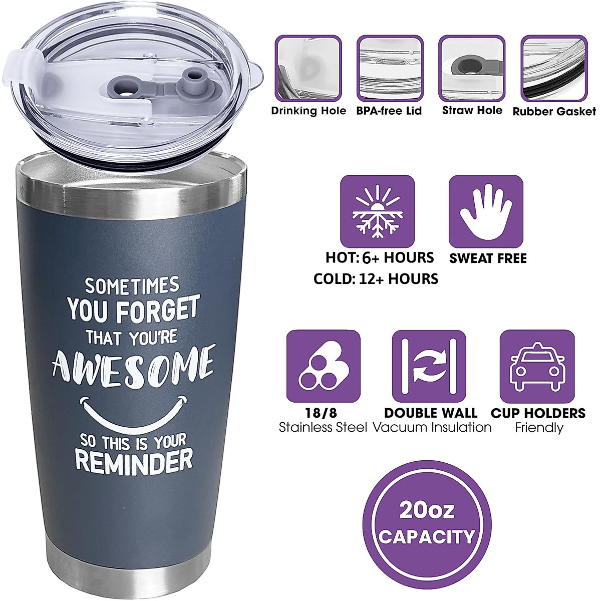 Inspirational Tumbler - 20oz Tumbler Inspirational Thank You Gifts for Men, Dad, Husband, Friend - Appreciation,Graduation Gifts - Coffee Tumbler for Men