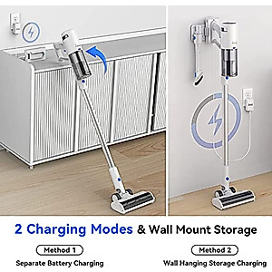 INSE Cordless Vacuum Cleaner, Stick Vacuum with 30Kpa 450W Powerful Suction, Rechargeable Battery Vacuum Up to 60mins Runtime, 6-in-1 Lightweight Vacuum with LED Display for Hard Floor Carpet Pet Hair