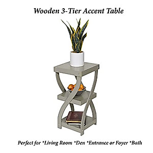 Etna Twist Side End Table Modern Accent Table Nightstand with Distressed Finish, Wood, 24" High - Gray