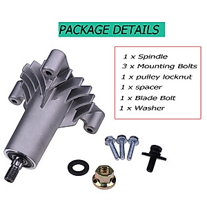 JEENDA 2PCS Spindle Mandrel Assembly 130794 AYP130794 532130794 128285 285-456 128774 with 3 Mounting Bolts for AYP Craftsman Poulan Husqvarna, WET1742ST, Fits 42 inch Deck LT1000 HeavyDuty