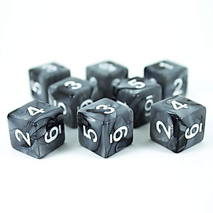 Paladin Roleplaying Gray and Black Dice - 8 D6 Set - 'Claws of Darkness'