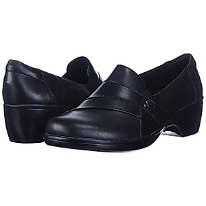 Clarks Women's May Marigold Slip-On Loafer, Black Leather, 9 M US