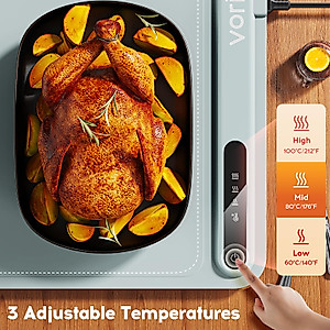 Voriah Electric Warming Tray, Foldable Food Warmers, Portable Food Warming Mat, Compact Heating Tray, 3 Heat Settings Auto Power Off, Heating Mat for Food for Events Home Buffets Party Daily Use