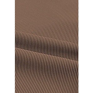 Viottiset Women's Ribbed Full Zip Lapel Collar Sleeveless Sweatshirt Sweater Vest Fall Casual Top Brown M