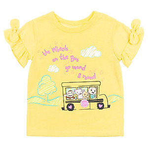 CoComelon JJ Baby Girls 3 Piece Outfit Set: T-Shirt Legging Scrunchy Yellow/Gray 24 Months