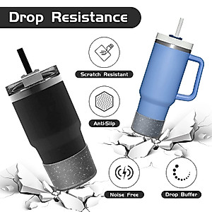 WUQID 2 Pack Bling Silicone Boot Compatible with Stanley Quencher Adventure 40oz & Stanley IceFlow 20oz 30oz, Reduces Dents Protective Water Bottle Bottom Cover Sleeve Compatible with Stanley Tumbler